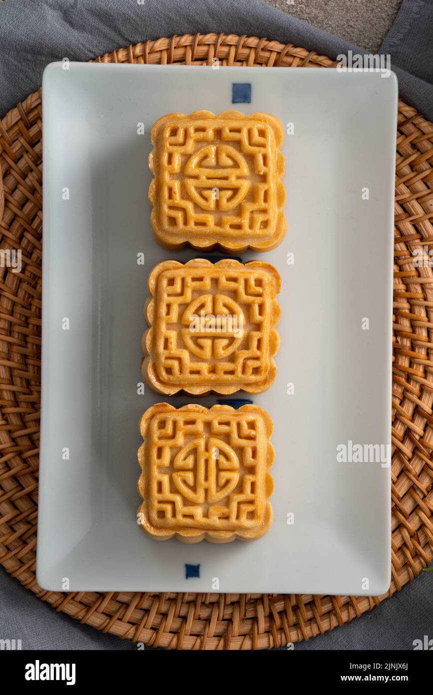 Delicious mung bean moon cake for Mid-Autumn Festival food mooncake on ...