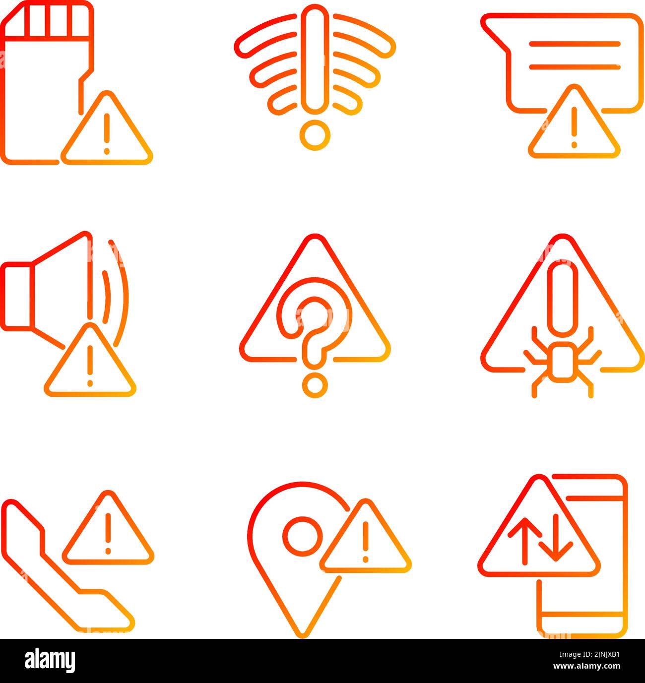 Common electronic device issues pixel perfect gradient linear vector icons set Stock Vector ...