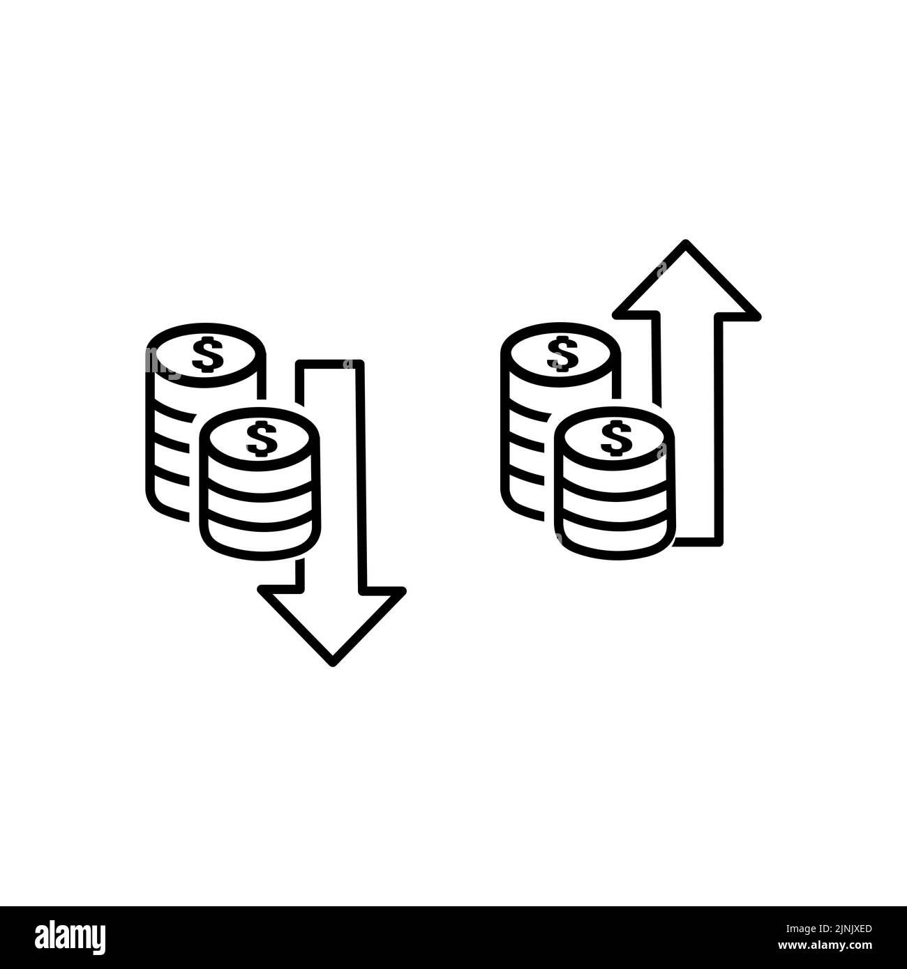Coin money decrease dollar Stock Vector Images - Alamy