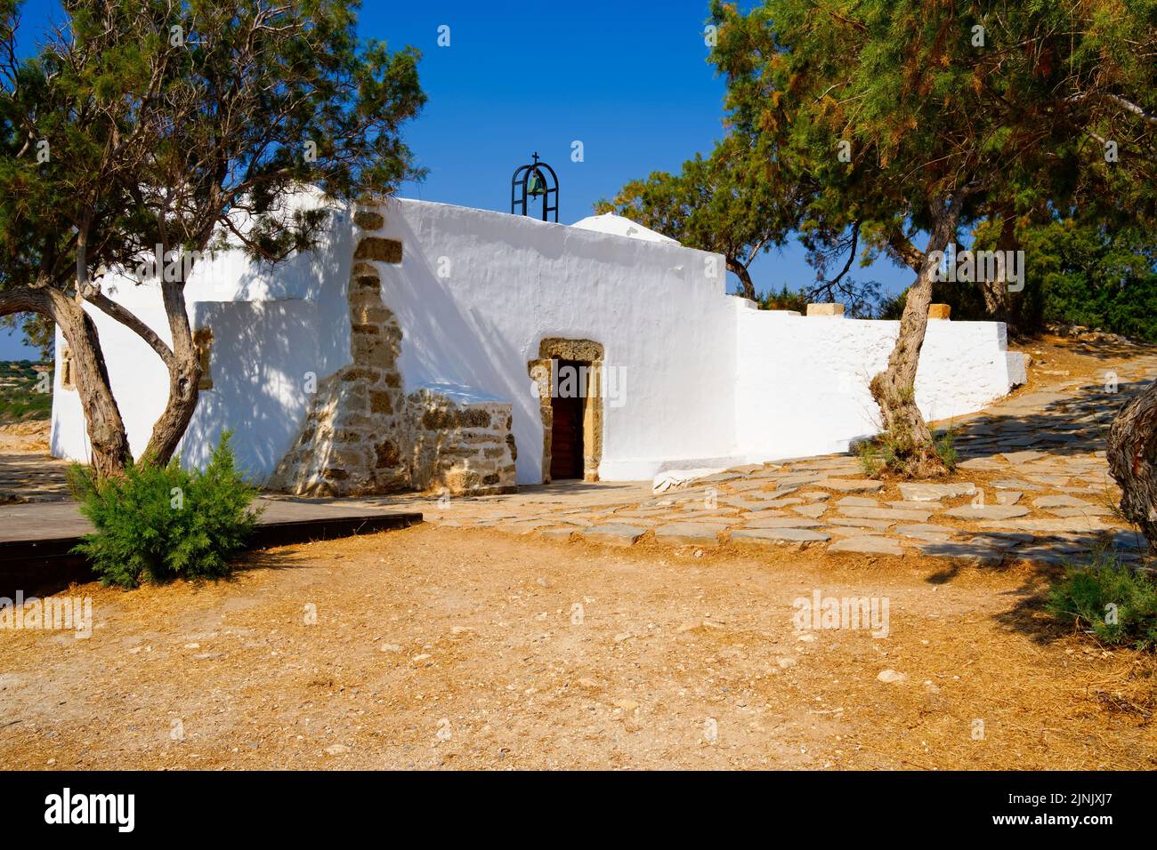 The small chapel of St George standing among wild olive trees on ...