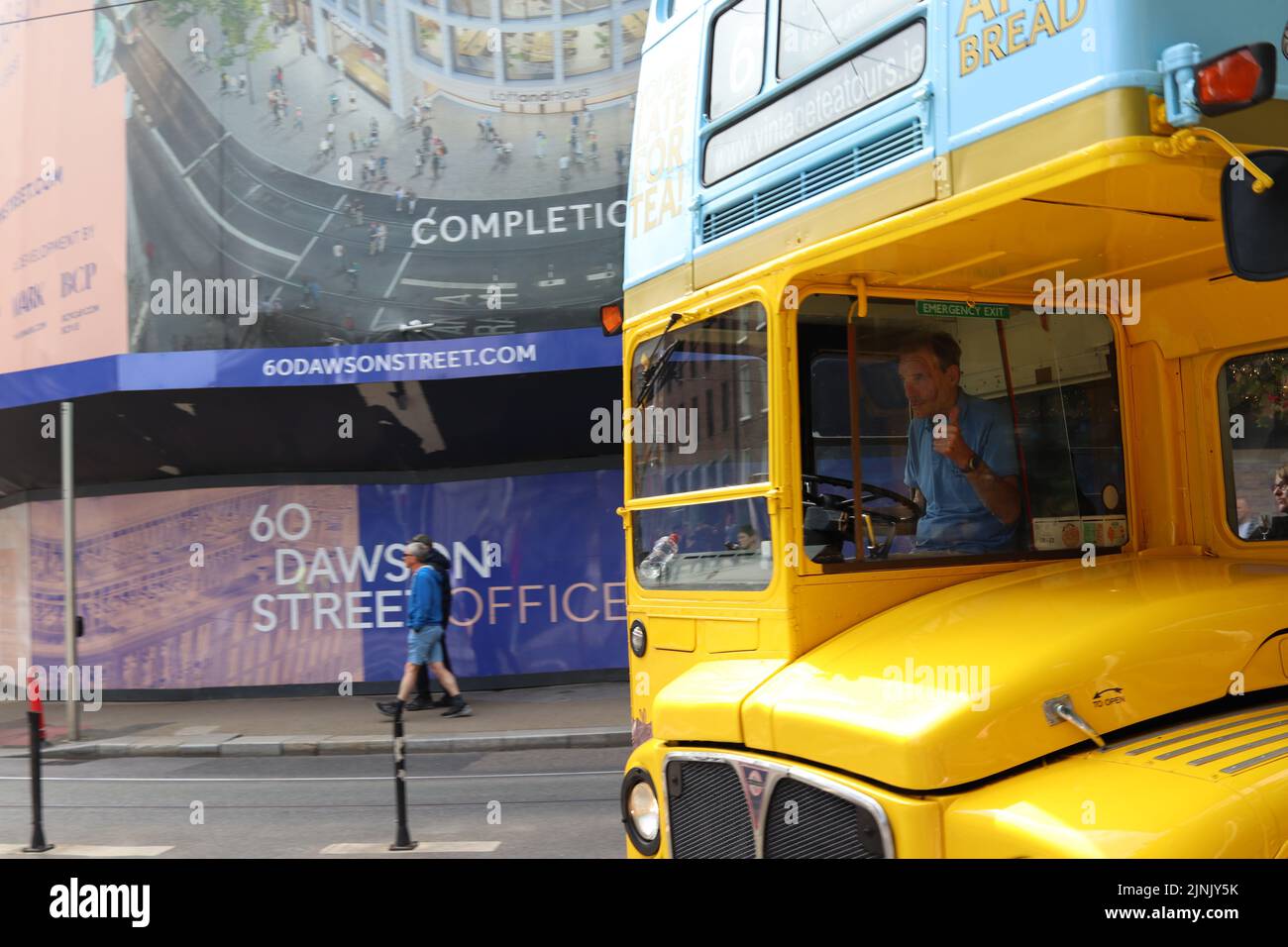 A Bus driver showing his thumb in double decker bus, Dublin, Ireland ...
