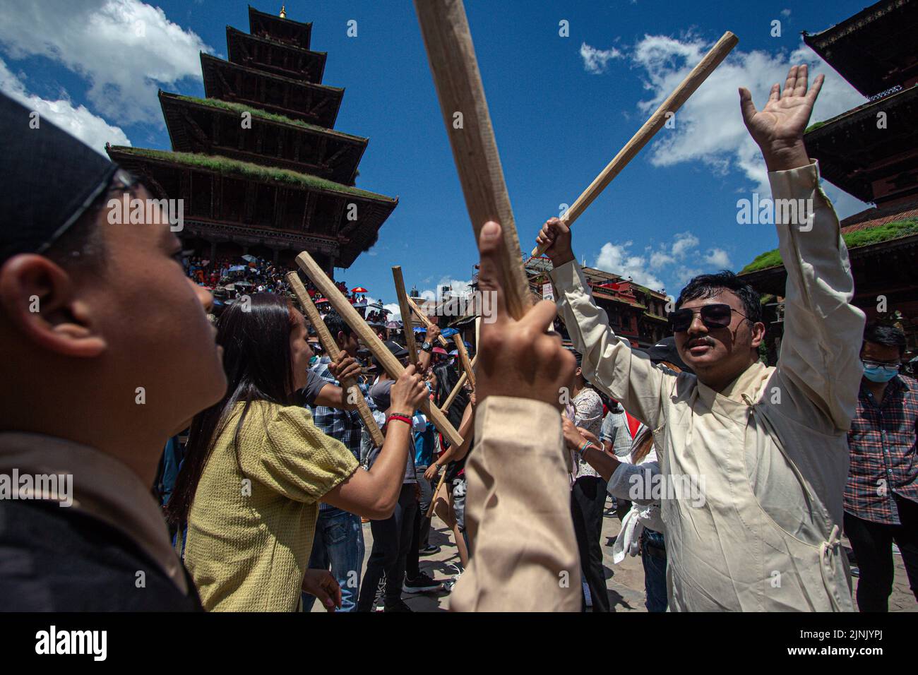 Bhaktapur, Bagmati, Nepal. 12th Aug, 2022. Local from Bhaktapur ...
