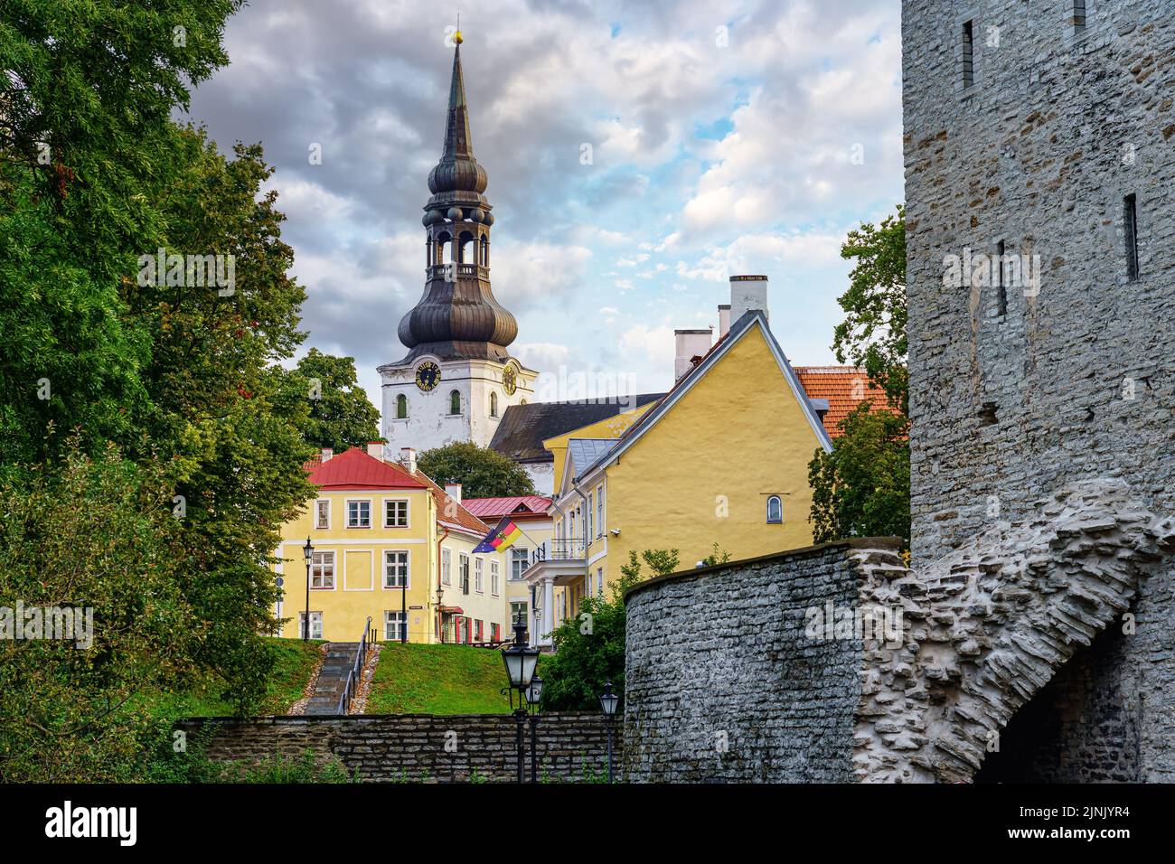 Toompea neighborhood in Tallinn with St. Mary's Cathedral Stock Photo ...