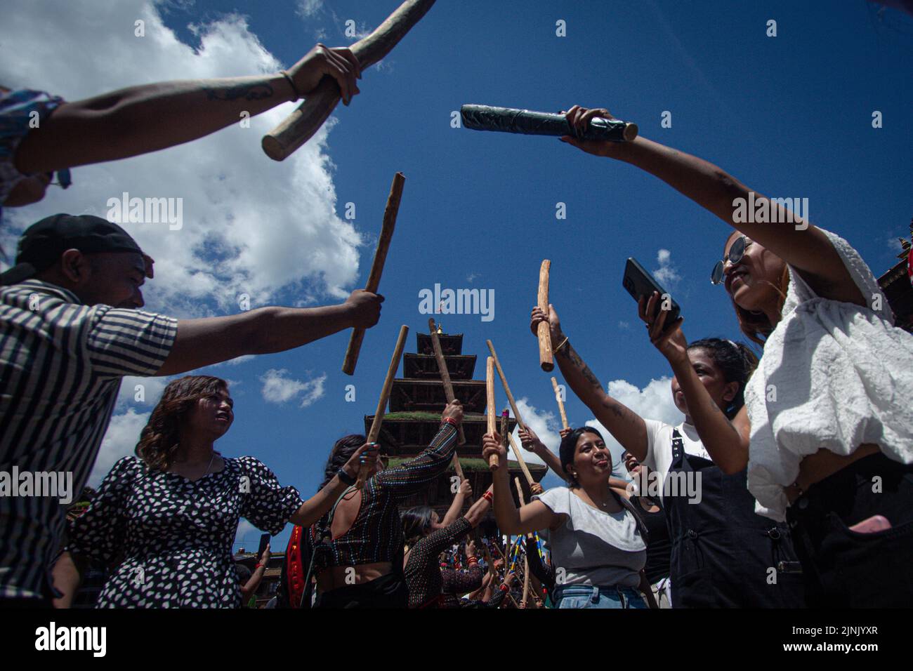 Bhaktapur, Bagmati, Nepal. 12th Aug, 2022. Local from Bhaktapur ...