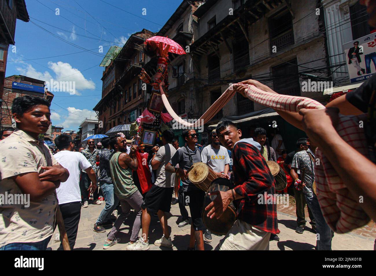 Bhaktapur, Bagmati, Nepal. 12th Aug, 2022. Local from Bhaktapur ...