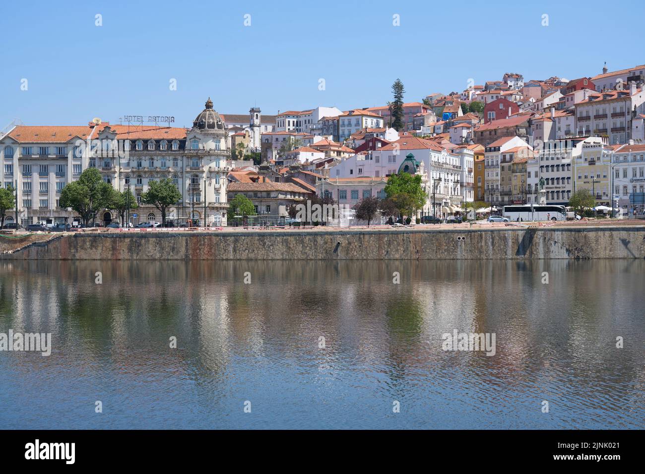 Panoramic Coimbra city with Mondego river at central district in ...