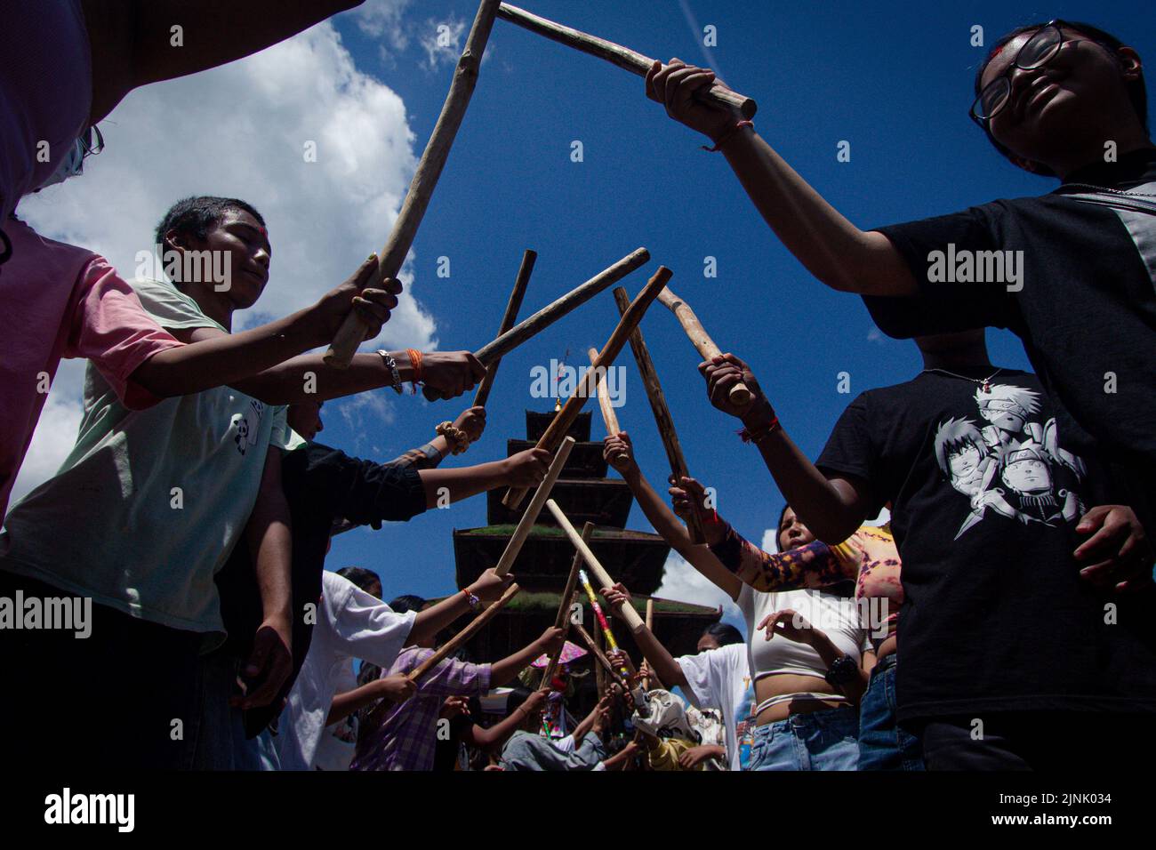 Bhaktapur, Bagmati, Nepal. 12th Aug, 2022. Local from Bhaktapur ...