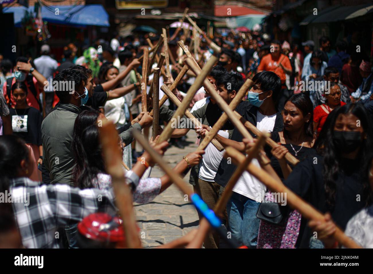 Bhaktapur, Bagmati, Nepal. 12th Aug, 2022. Local from Bhaktapur ...