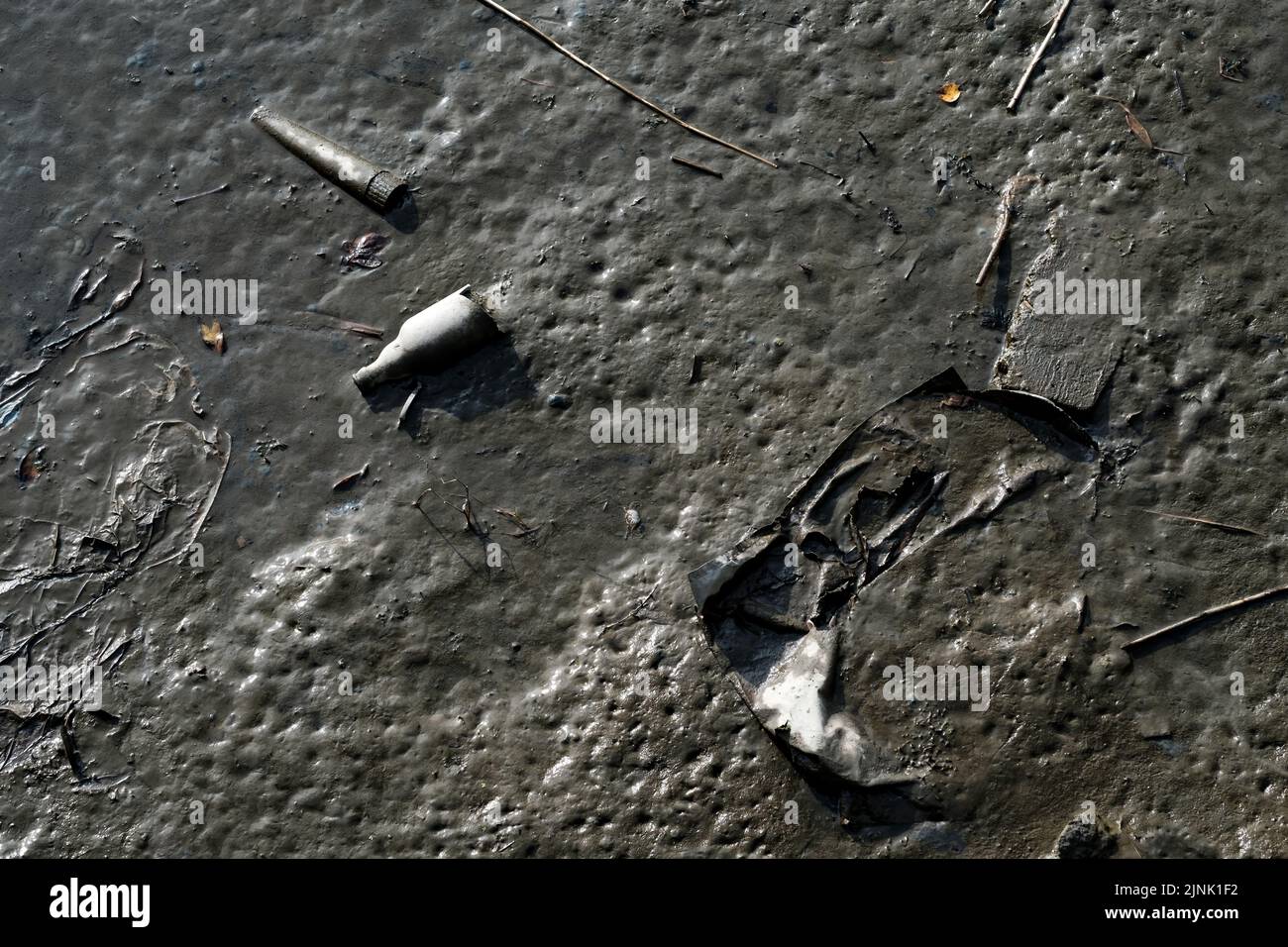 Mud, garbage and dust on wet soil texture Stock Photo - Alamy
