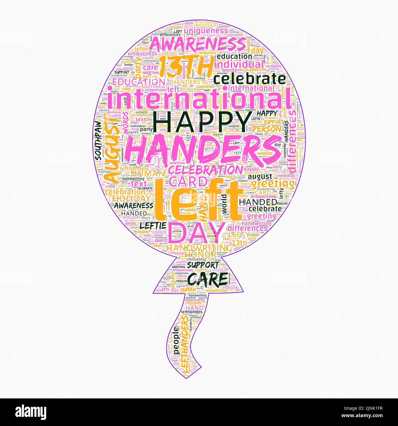 International Left-handers Day in word cloud collage illustration. Left ...