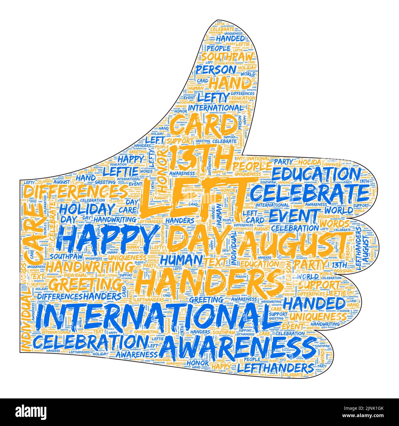 International Left-handers Day in word cloud collage illustration. Left ...