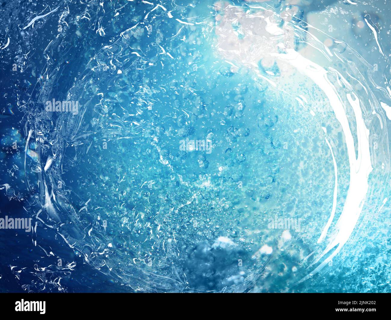 small air bubbles under water, blue water background. High quality ...