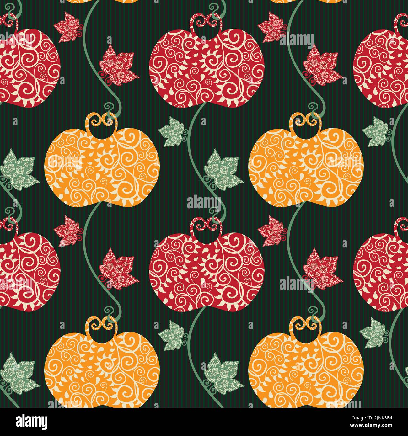 Elegant stylized apple and leaf seamless vector pattern background ...