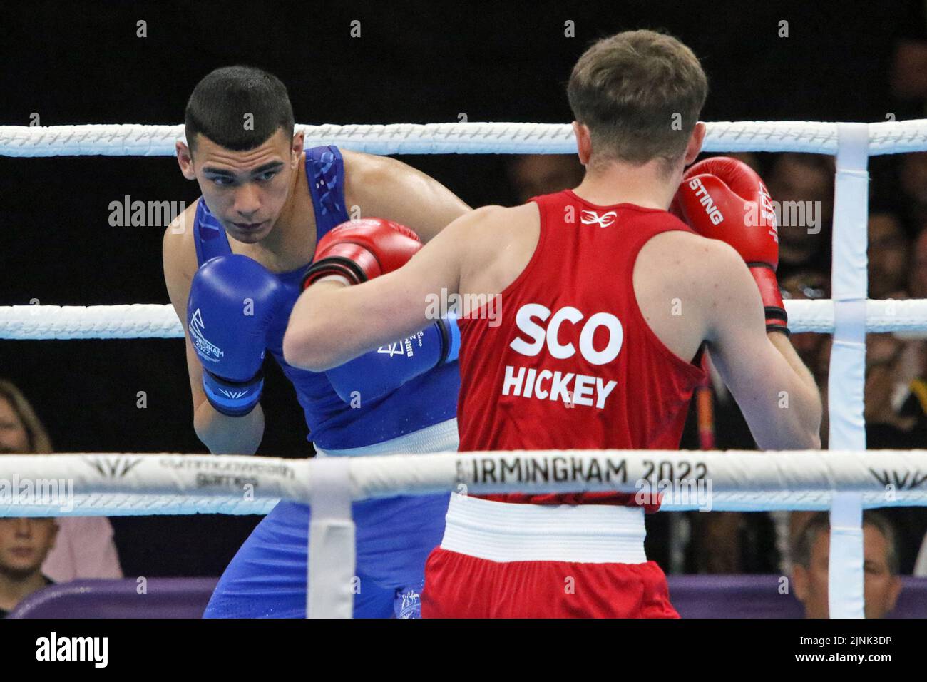 Sam HICKEY of Scotland (Red) v Callum PETERS of Australia (Blue) in the Men’s Over 71kg-75kg ...