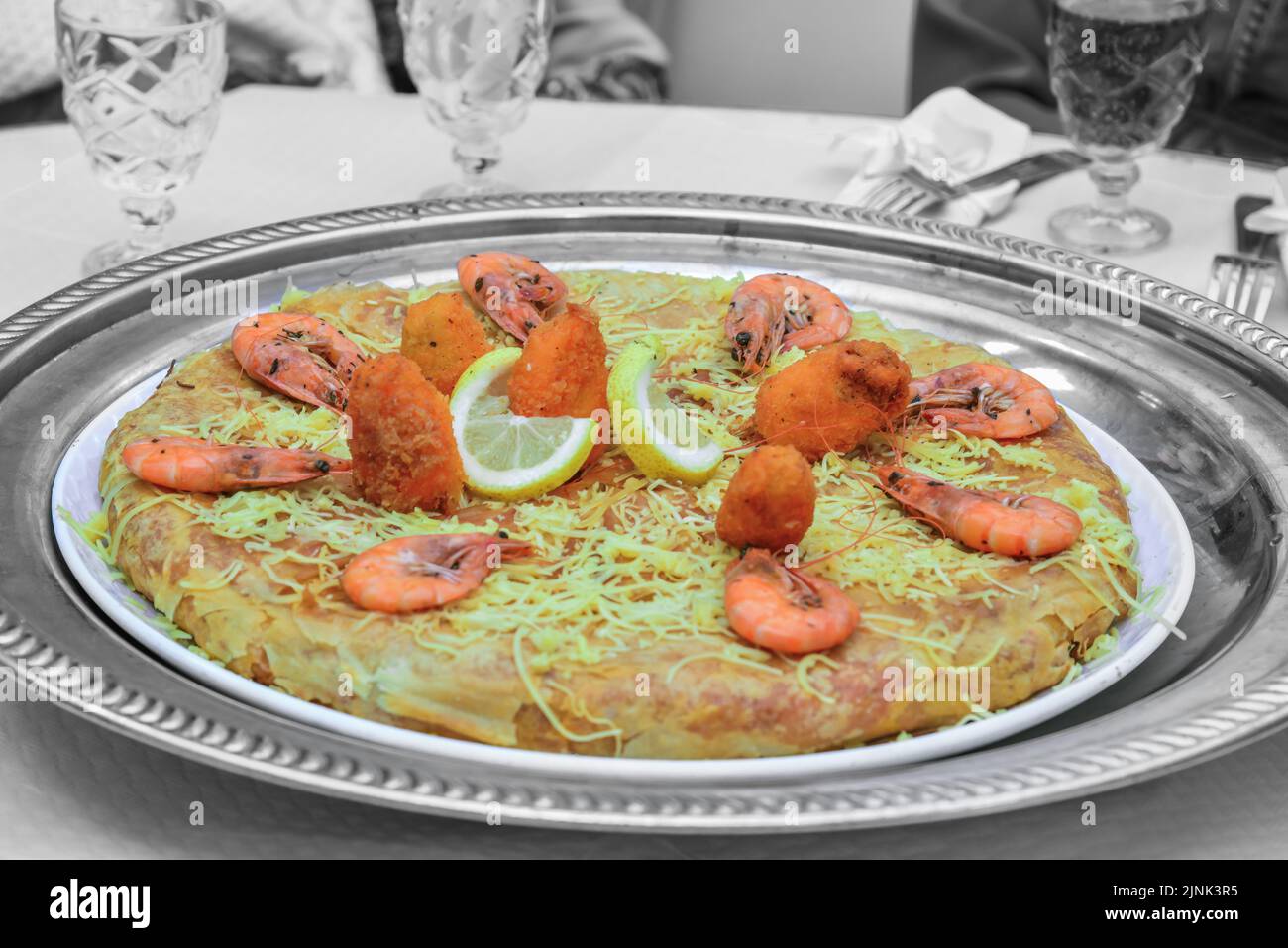 Fresh baked Moroccan fish pastilla close up Stock Photo - Alamy