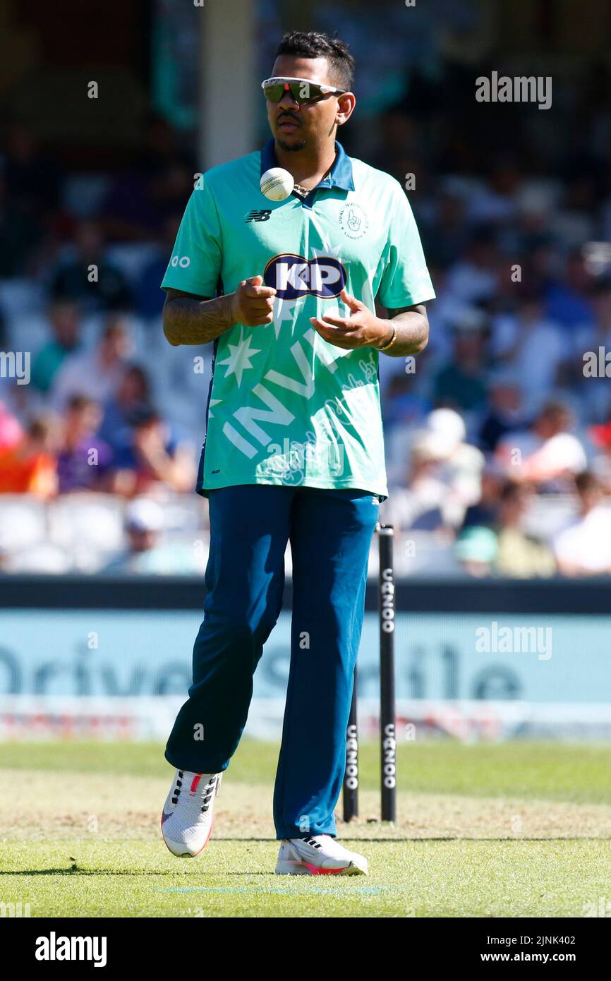 LONDON ENGLAND - AUGUST 11 : Sunil Narine of Oval Invincibles during ...