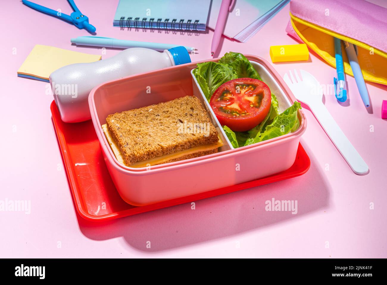 Healthy school meal, back to school concept. Children packed lunch box ...