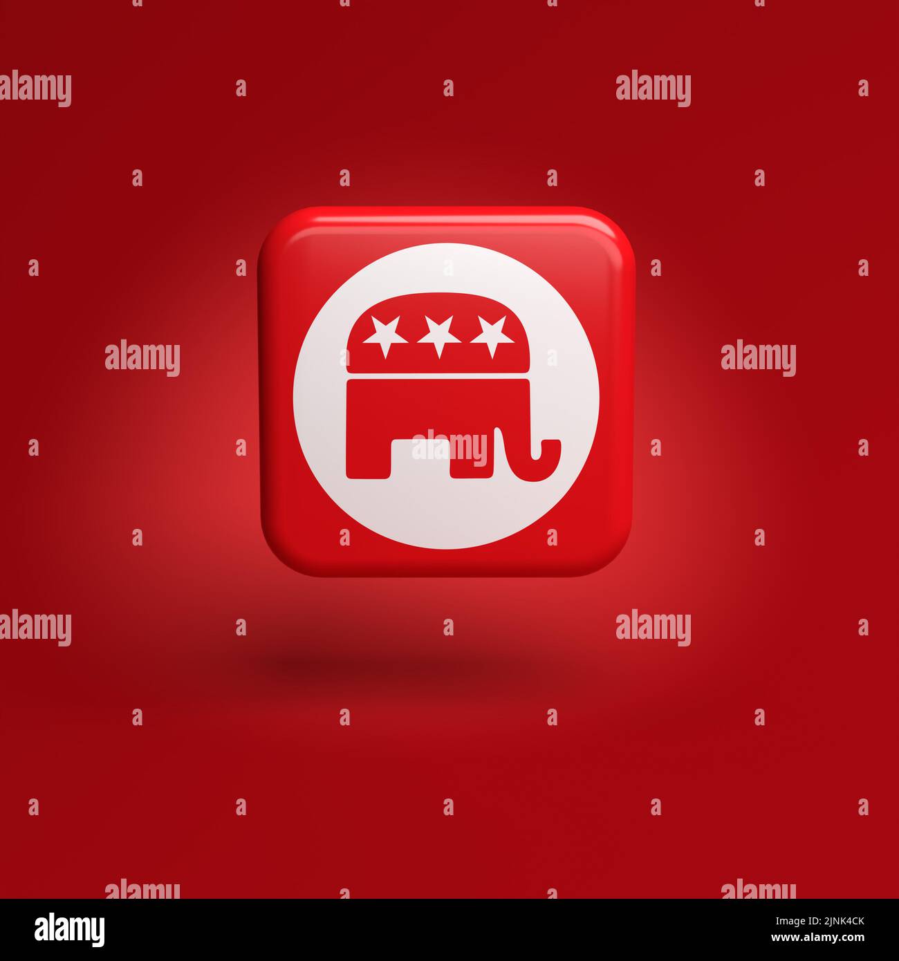 Logo of the US Republican party on a tile hovering over a seamless red ...