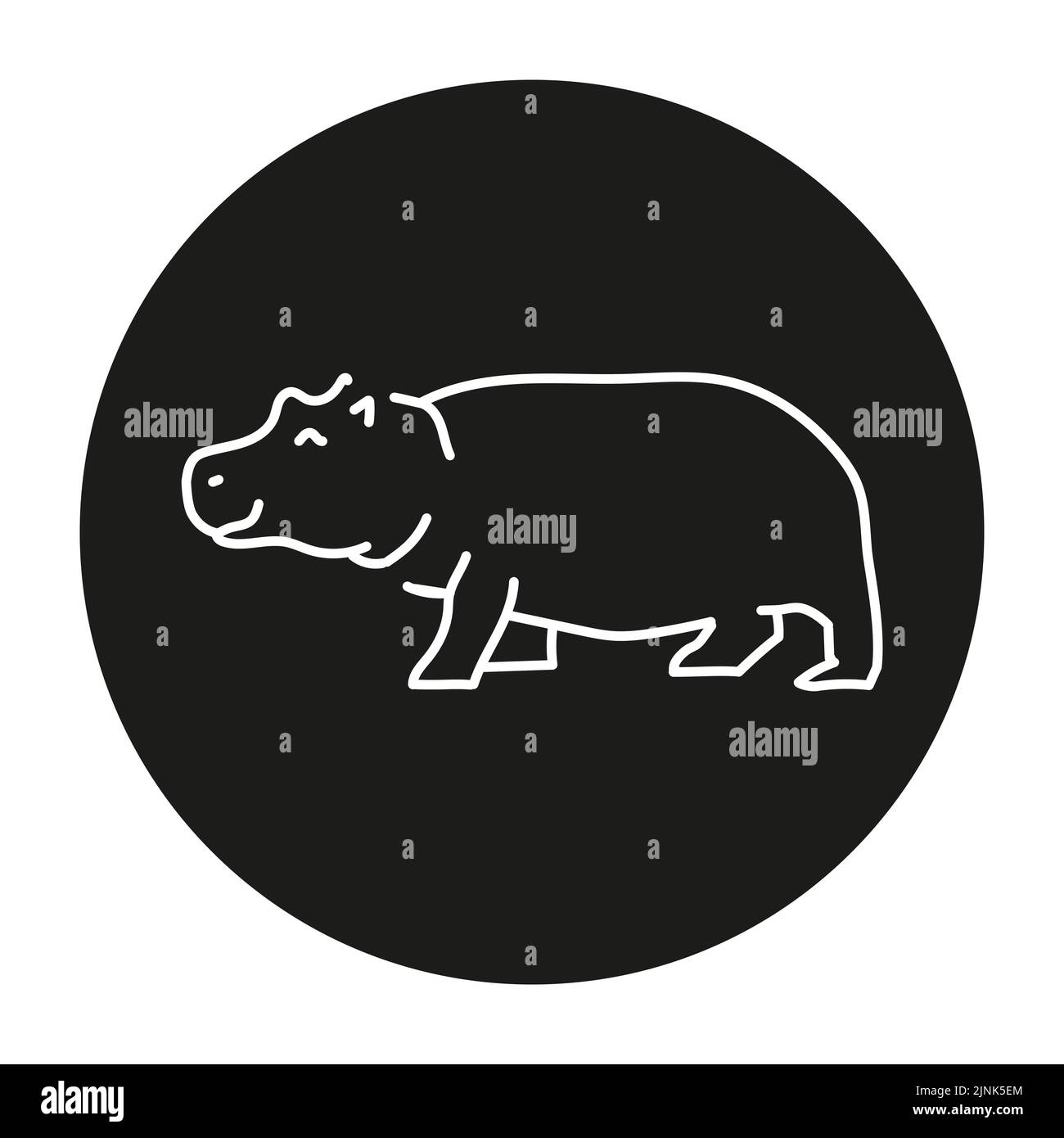 Hippopotamus color line illustration. Animals of Africa Stock Vector ...