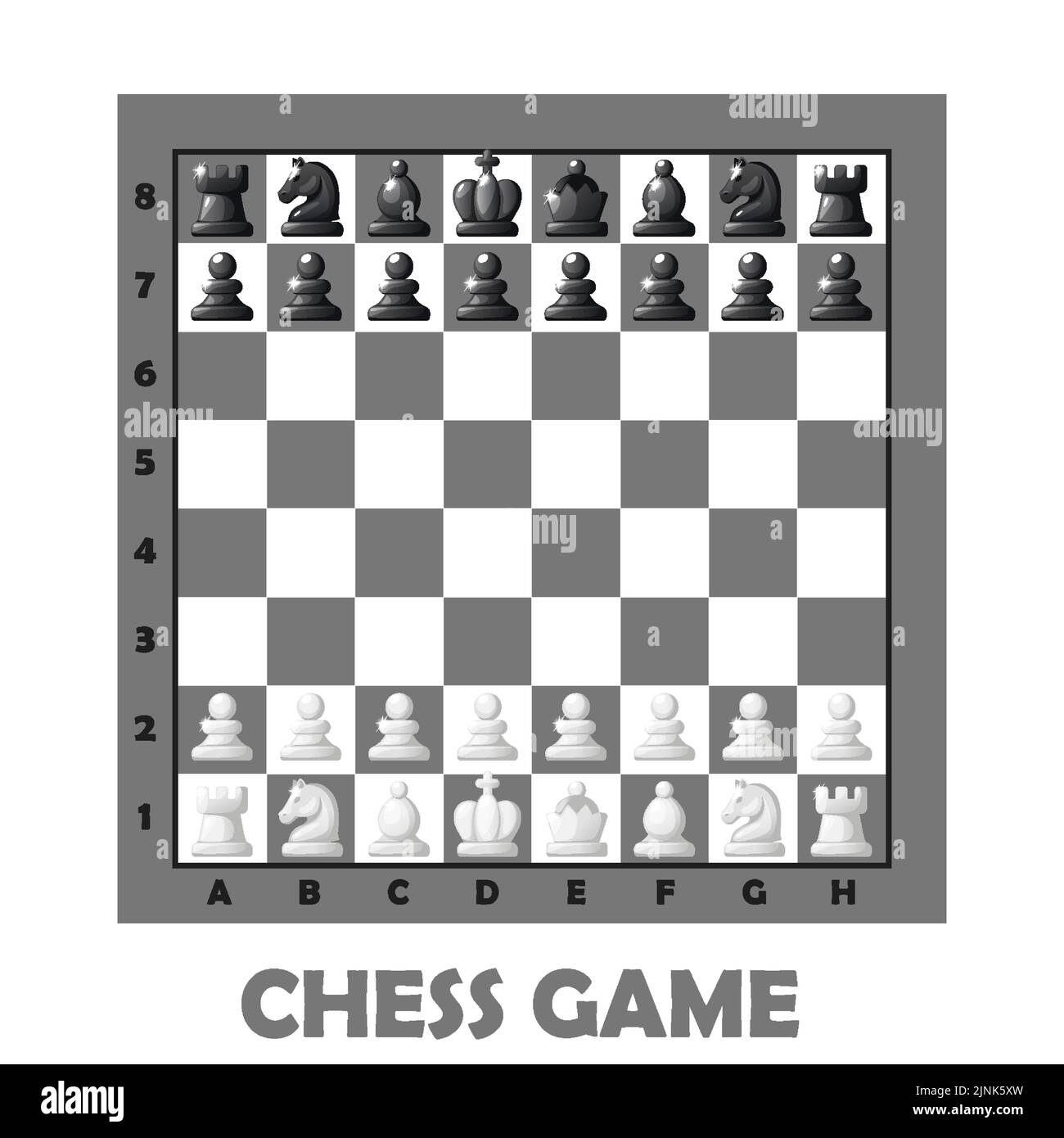 Chess board and set chess figures for 2D game UI Stock Vector Image ...