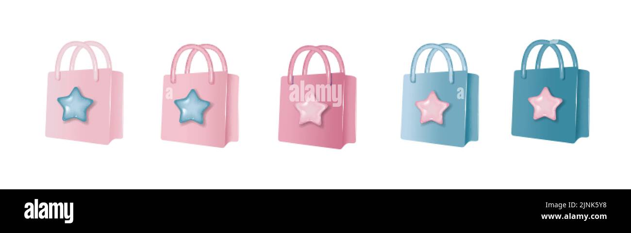 Set of Shopping bag realistic design. Realistic 3d vector Stock Vector ...