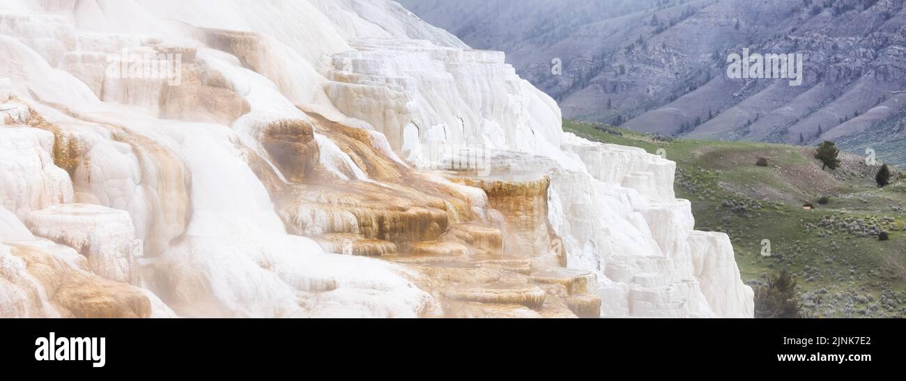 Hot Spring Landscape with colorful ground formation. Mammoth Hot ...