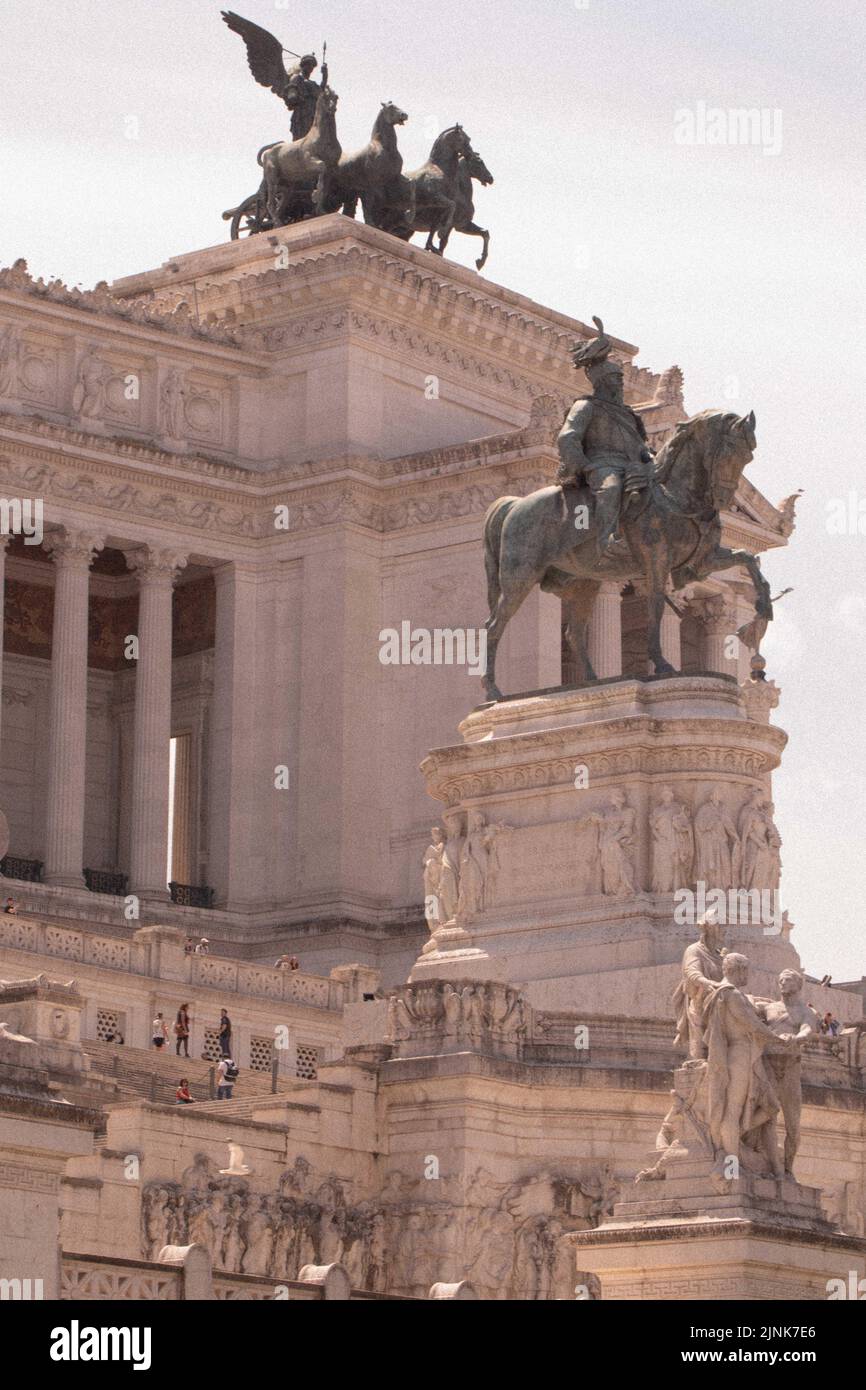 A vertical shot of the Equestrian statue of Vittorio Emanuele II in ...