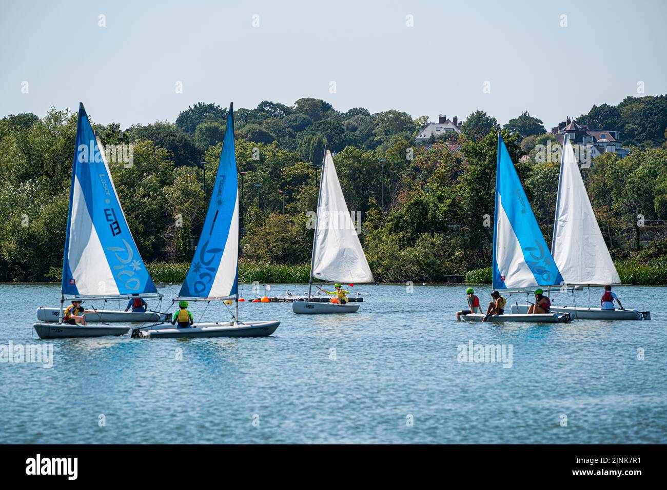 Wimbledon London, UK. 12 August 2022 . People enjoy boating on Sailing ...