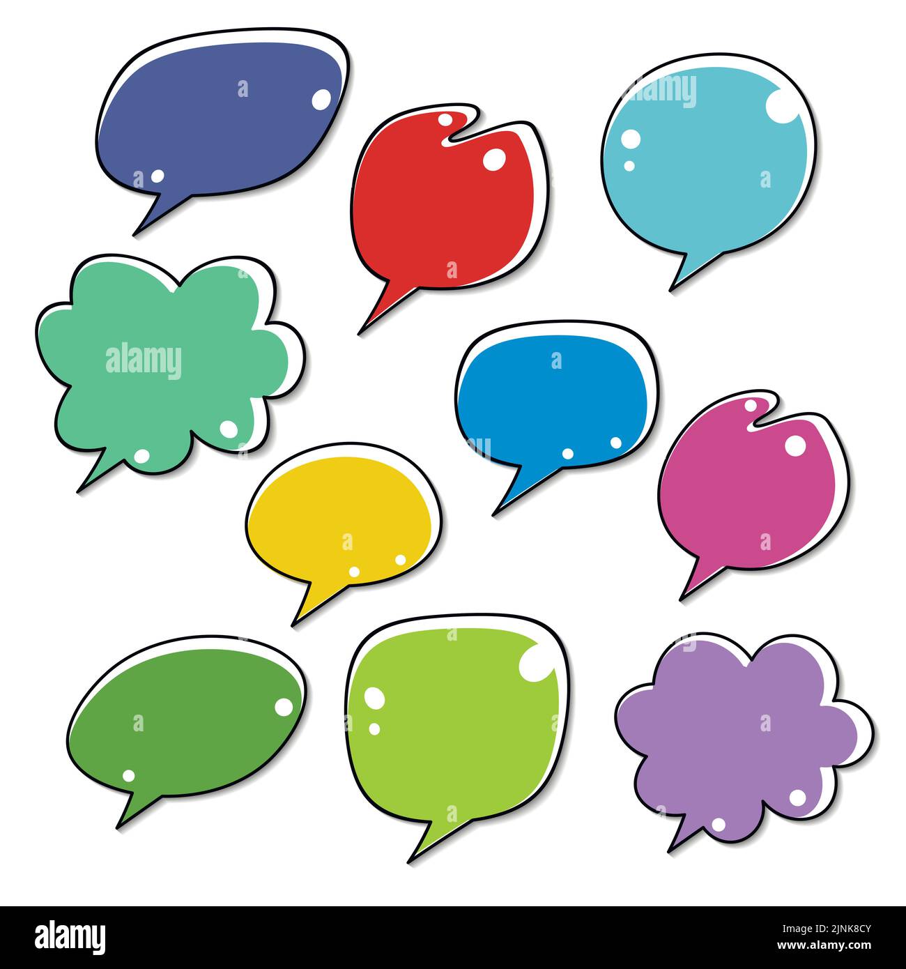 Set of color speech bubbles. Cartoon Vector illustration. Isolated on ...