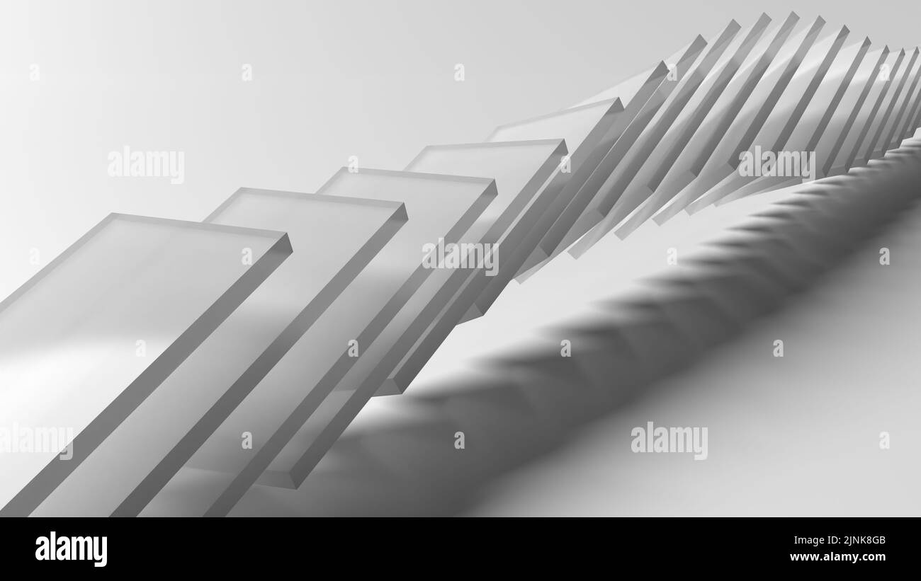 rendered simple-3D scene of series of domino pieces in grayscale Stock ...