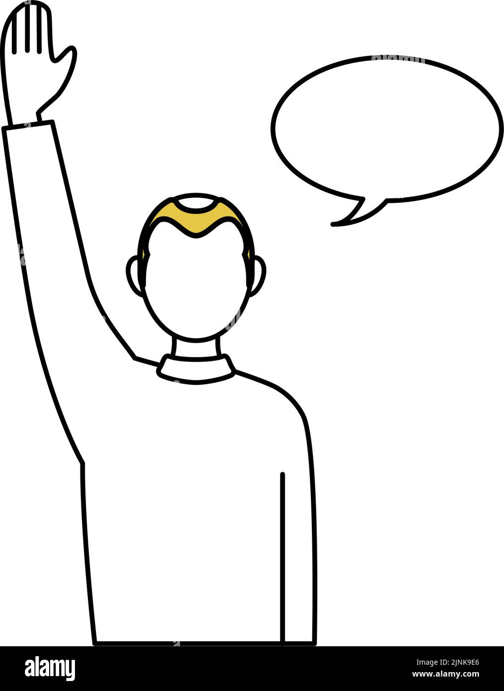 Cartoon illustration man raising hand hi-res stock photography and ...