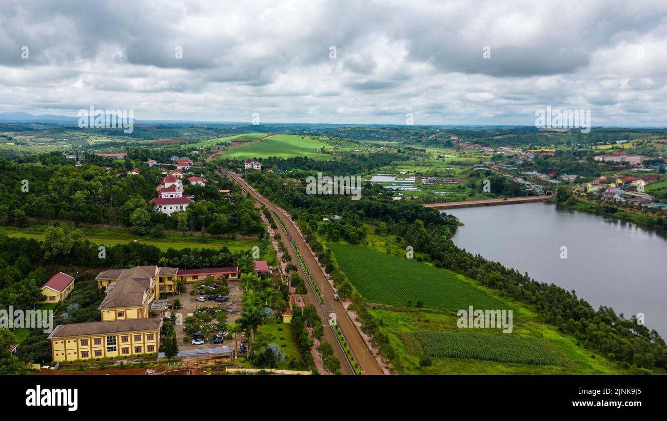 July 29, 2022: central scene of Dak Mil District, Dak Nong Province ...