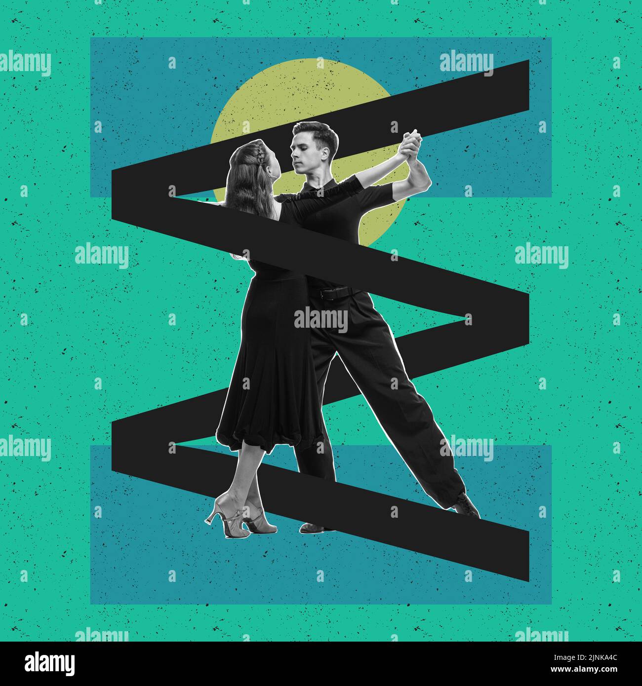 Tango, dance of passion. Emotional young couple dancing isolated on ...