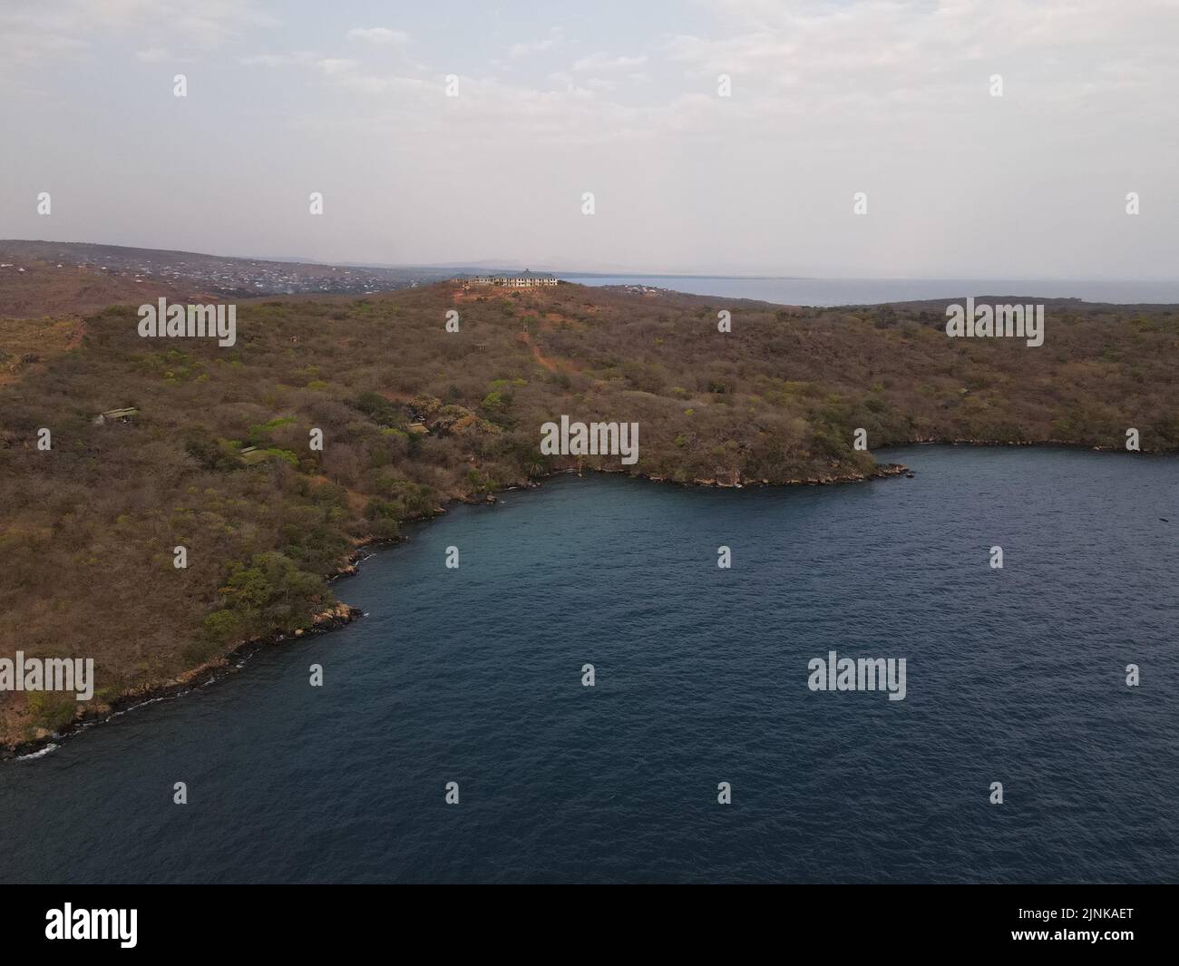 An aerial view of a coastline with dried vegetation Stock Photo - Alamy