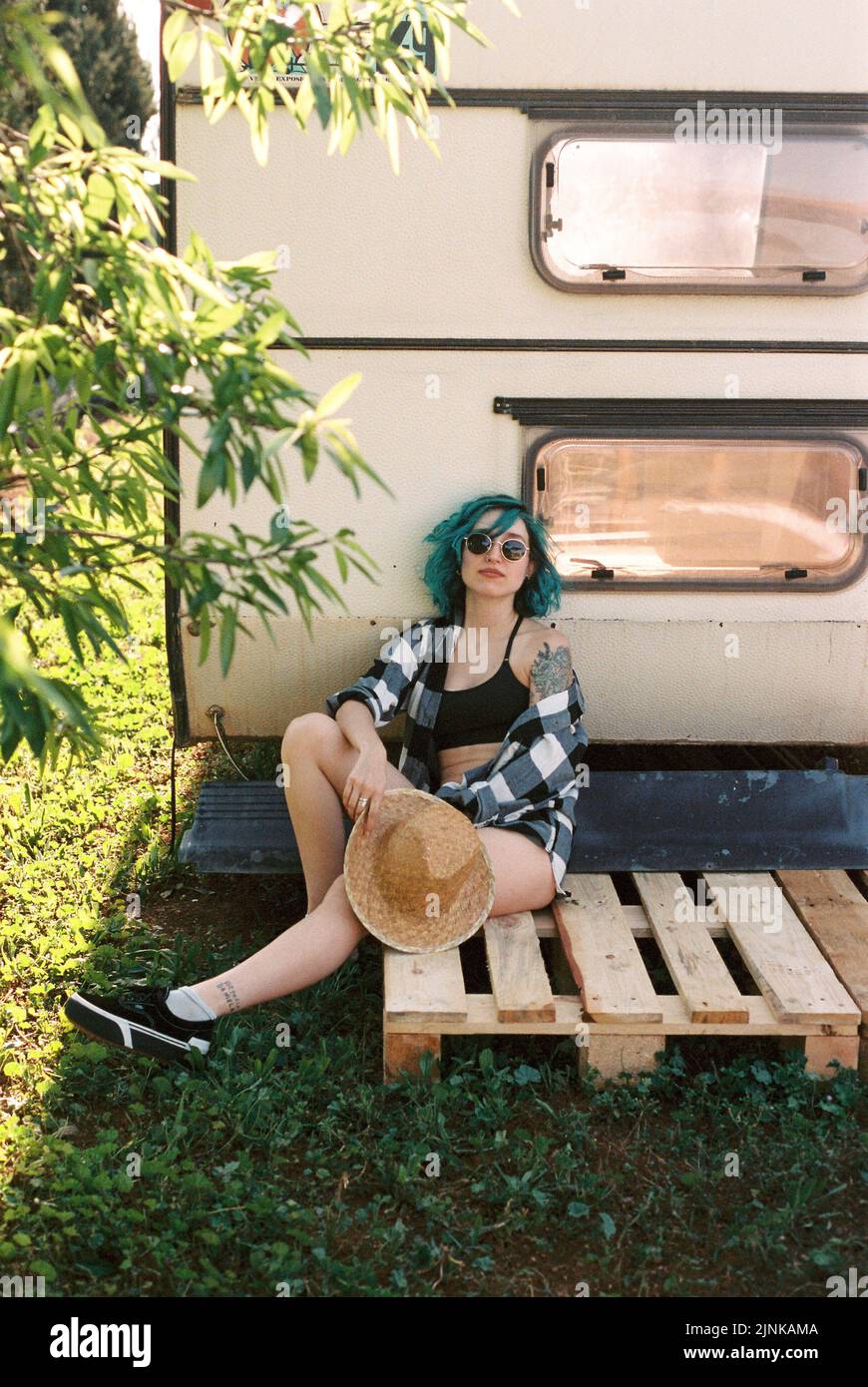 young woman, relaxed, camping, girl, girls, woman, young women, relax ...