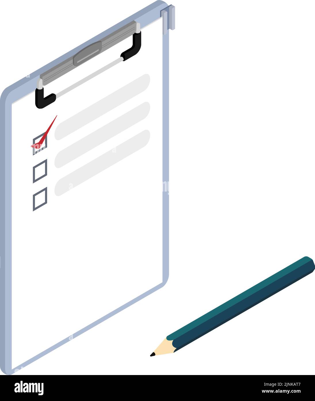 Questionnaire, checklist and pencil isometric Stock Vector Image & Art ...