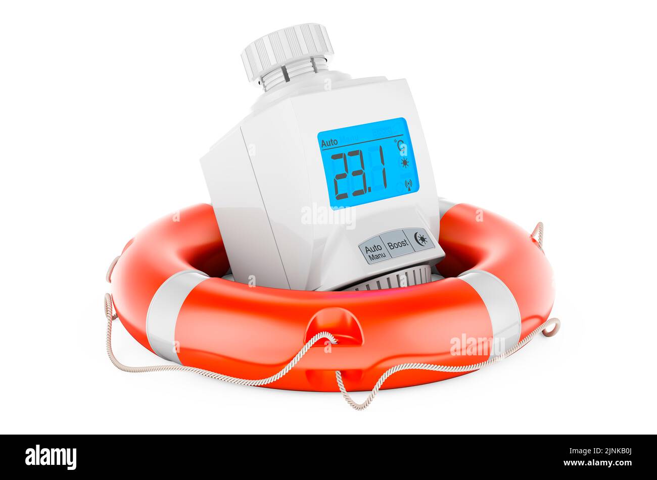 Digital radiator thermostatic valve with lifebelt, 3D rendering ...