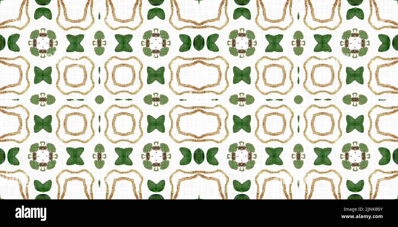 Foliage kaleidoscope seamless border pattern. Trendy optic fresh design ...