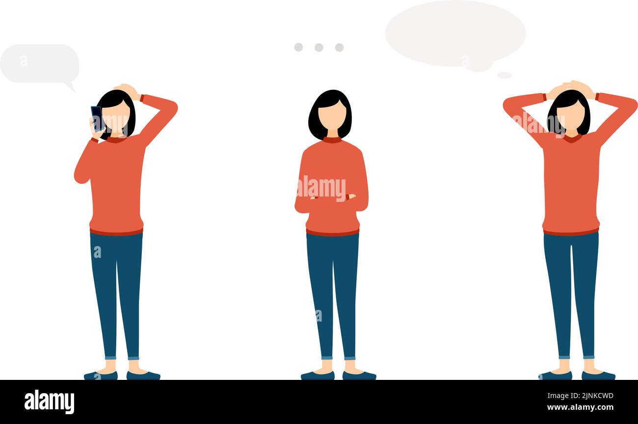 Person's pose set Call, shut up, worry Stock Vector Image & Art - Alamy