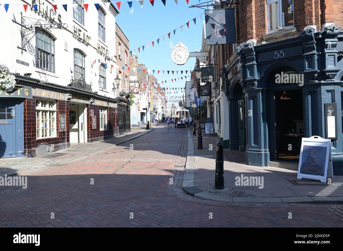 People walking down a Medieval street in Rochester kent during the ...