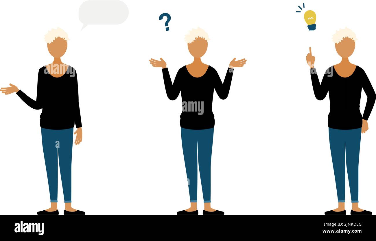 Person pose set Speaking / questioning / solving Stock Vector Image ...