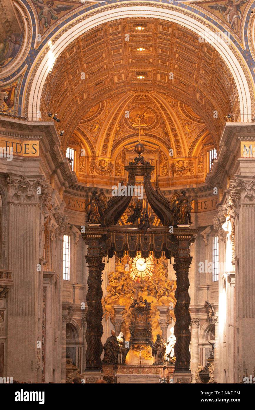 An interior view of a church with different religious decorations in ...