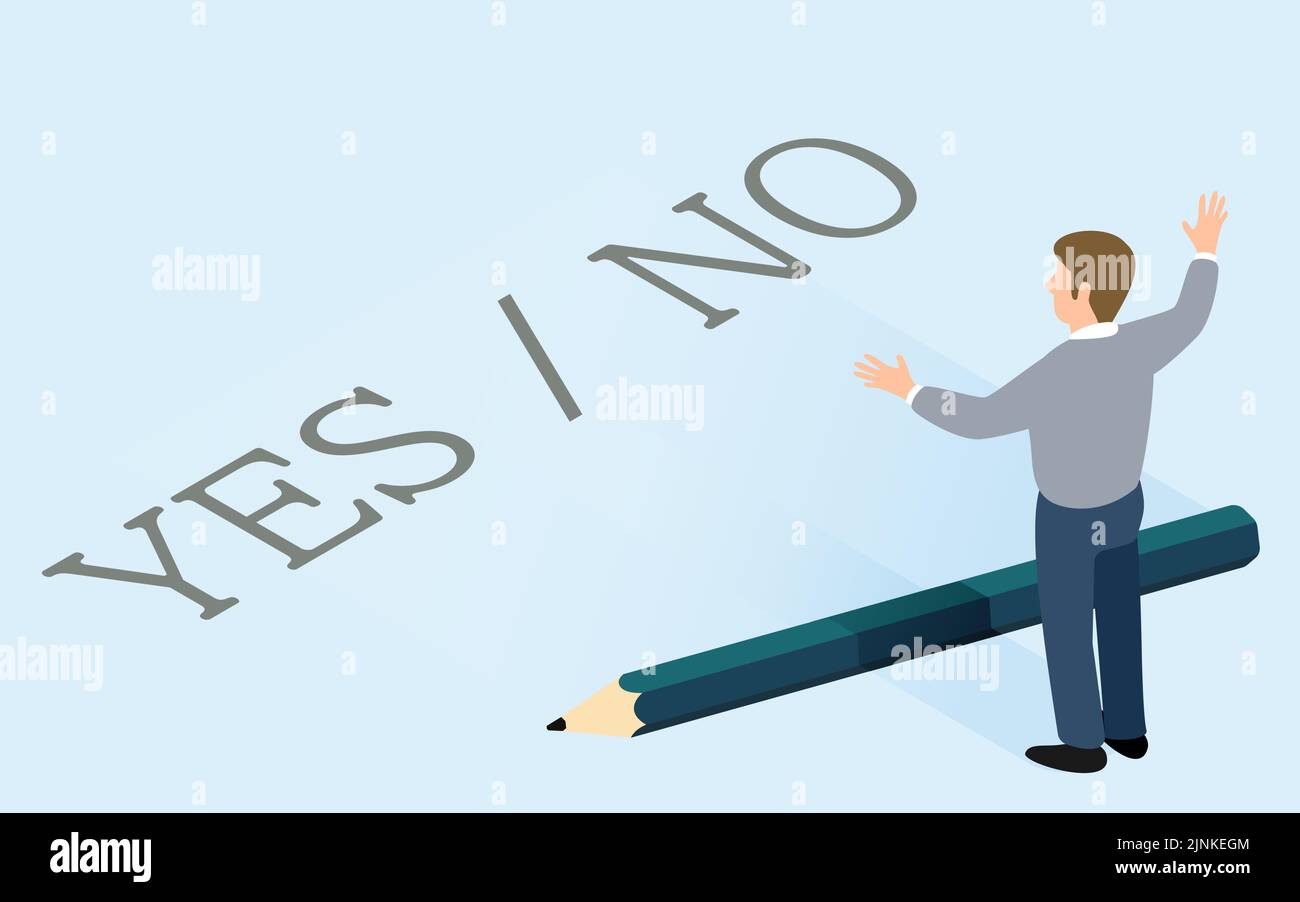 Illustration of a person who is having trouble choosing yes / no ...