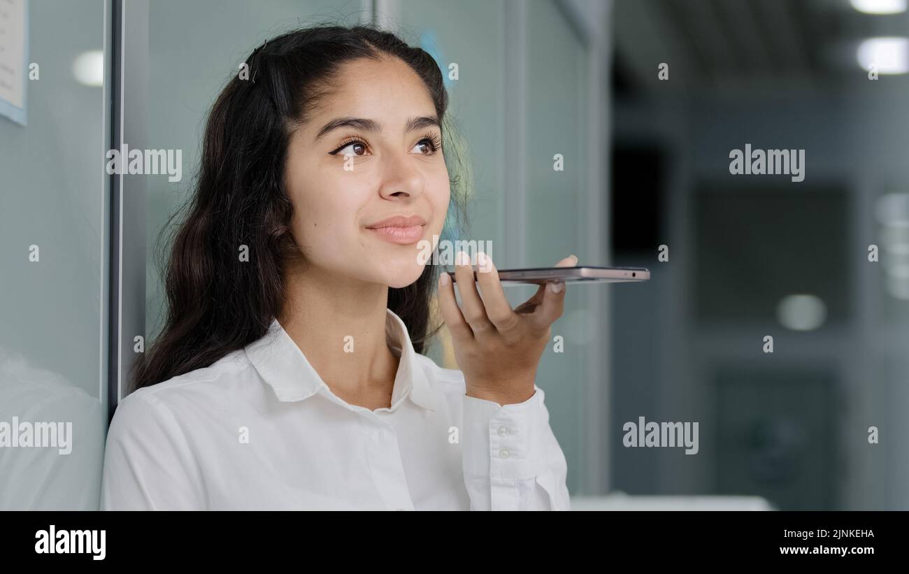 Woman records audio message on hi-res stock photography and images - Alamy