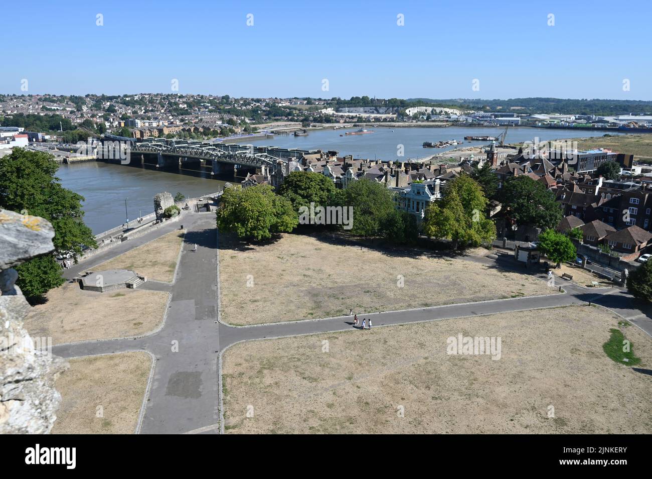 Views from a castle in Kent of the River Medway between Strood and ...