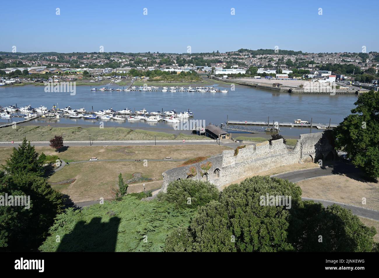 Views from a castle in Kent of the River Medway between Strood and ...