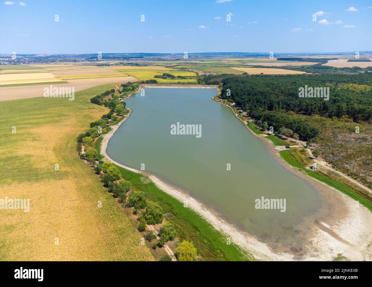 Aerial view of Cetariu lake in Bihor county - Romania, carp fhising ...