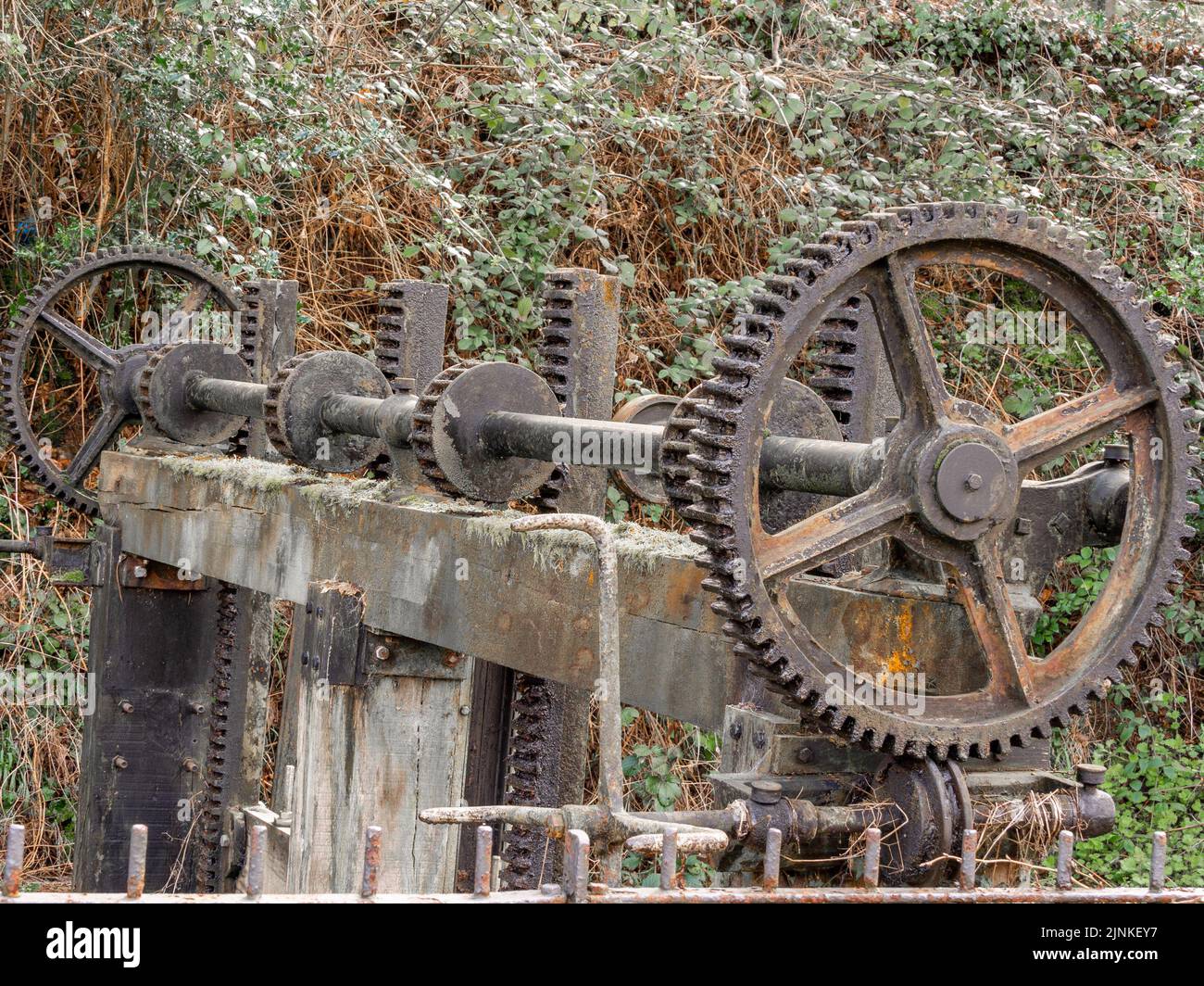 Old Traditional winding gear at Styal country park, Styal, cheshire, uk ...