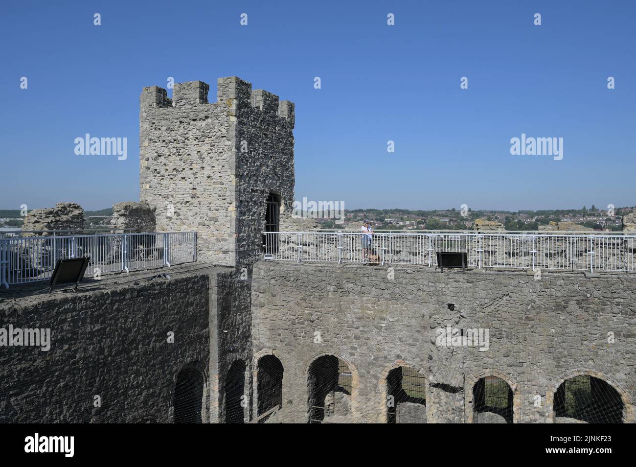The top and battlements of a Castle in the UK Stock Photo - Alamy