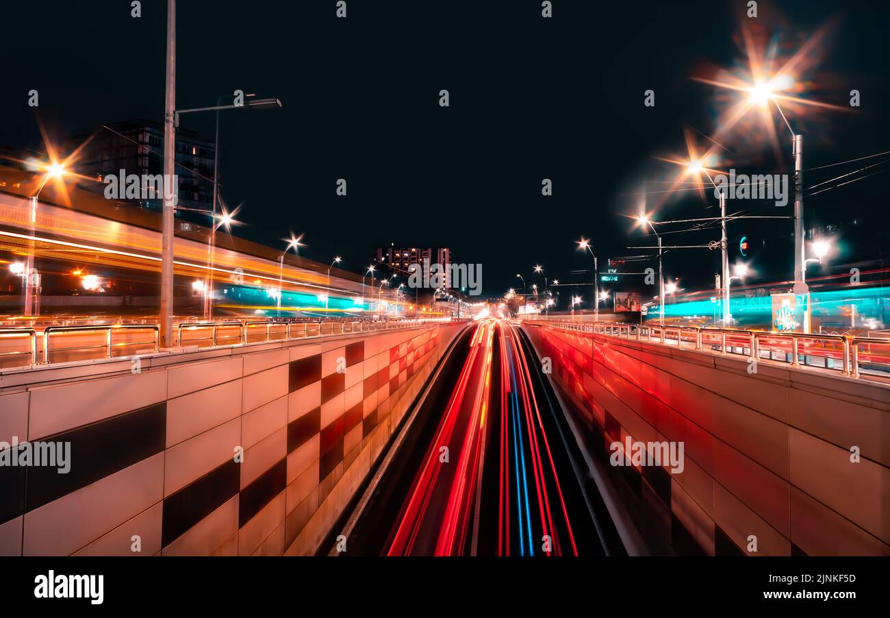 The South Market Square Passage at night with long exposure and car ...